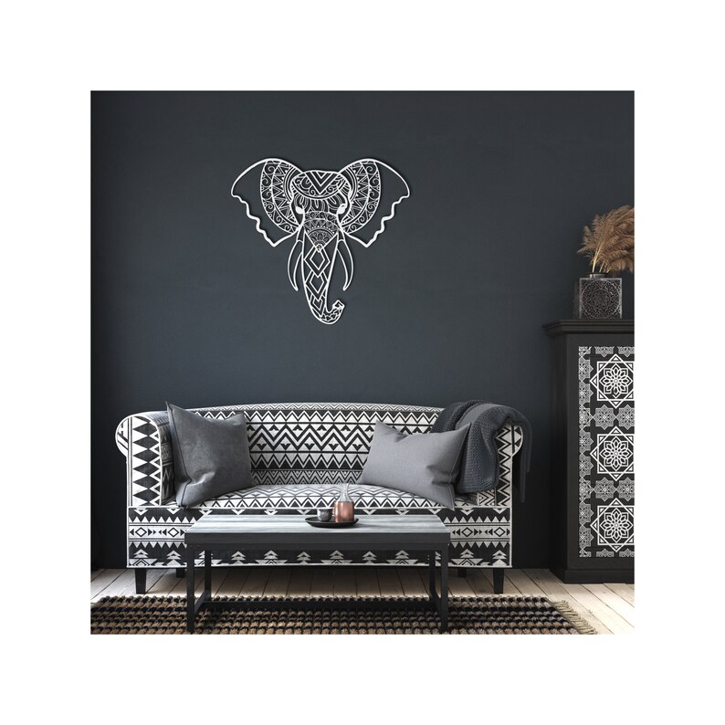 Elephant Sign, Metal Elephant Head, Mandala Elephant Wall Art, Safari ...