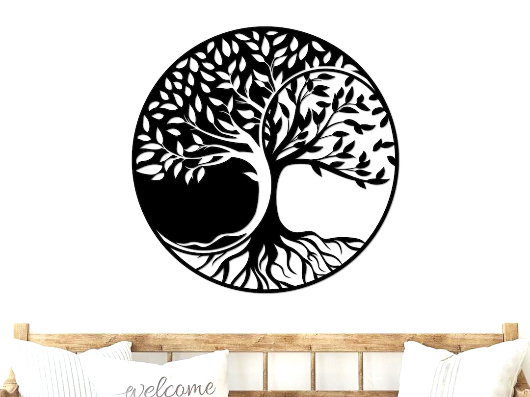 Tree of Life Metal Wall Art, Metal Yin Yang Decor, Ying Yang Metal Art ...