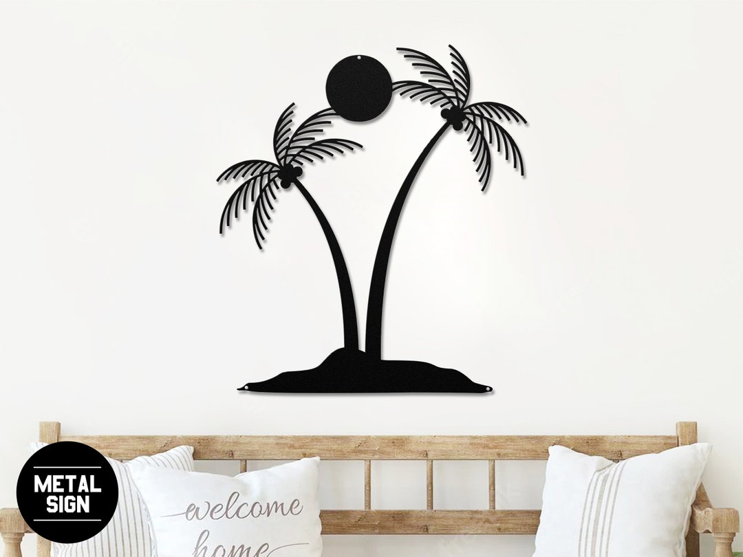 Palm Tree Sign, Metal Palm Tree Art, Palm Tree Wall Art, Beach House ...