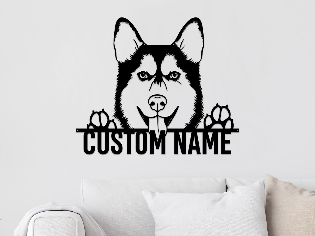 Custom Siberian Husky Wall Art, Dog Metal Wall Art, Custom Name Husky ...