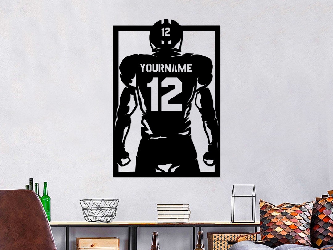 Personalized Custom Football Sign, Metal Football Wall Art, Custom Name ...