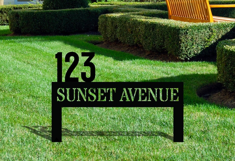 Lawn Address Sign, Monogram Metal Sign, Custom Address Sign, Address ...