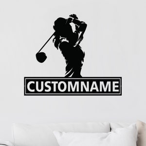 Custom Golf Sign, Women's Golf Metal Wall Art, Name Golf Sign ...