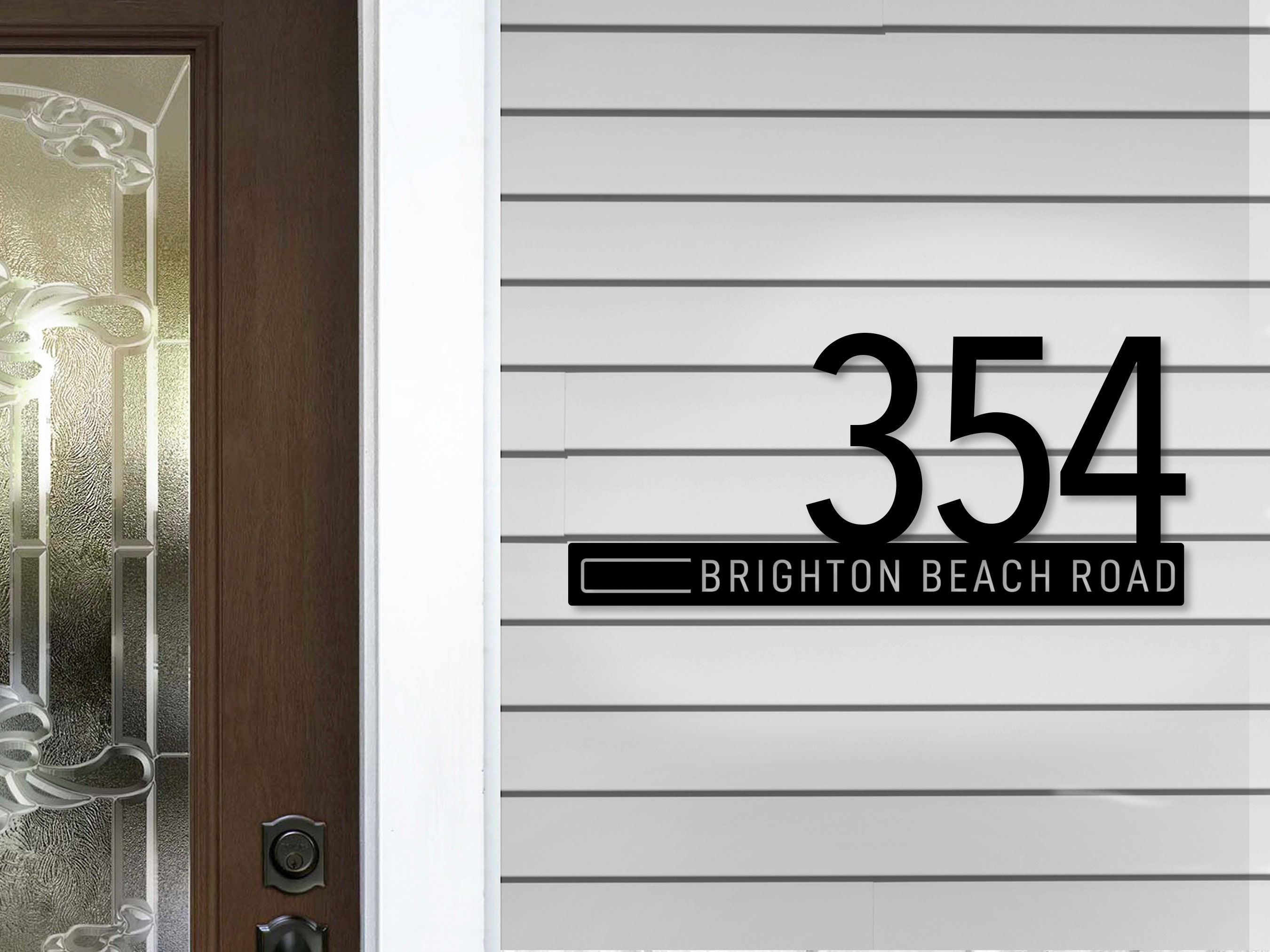 Metal House Number Sign Horizontal Modern Address Sign Art - Etsy