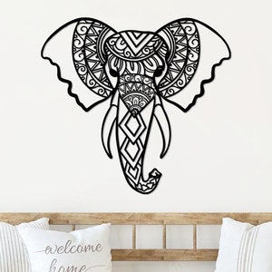 Elephant Sign, Metal Elephant Head, Mandala Elephant Wall Art, Safari ...