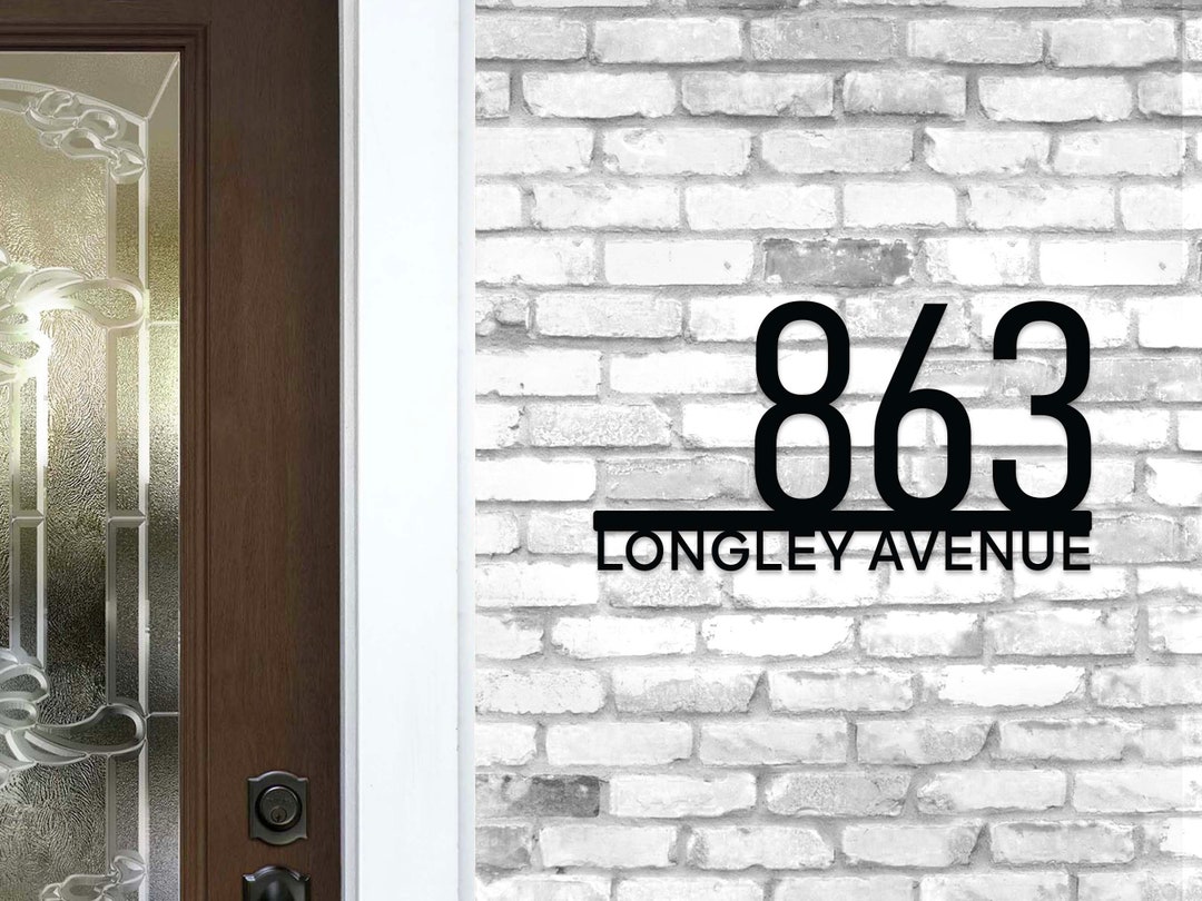 Metal House Number Sign Horizontal, Modern Address Sign Art Decor ...