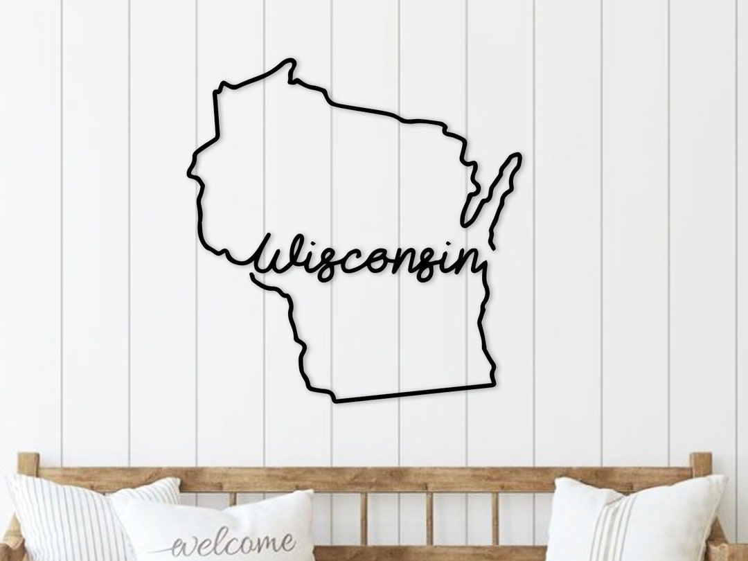Wisconsin Sign, Wisconsin Metal Sign, Metal State Sign, Metal Wall Art ...