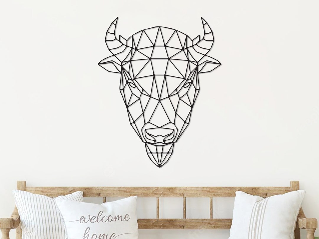 Bison Buffalo Metal Wall Art, Geometric Buffalo Sign Decoration for ...
