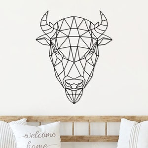 Bison Buffalo Metal Wall Art, Geometric Buffalo Sign Decoration for ...