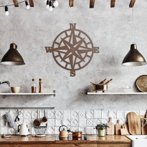 Compass Sign, Compass Rose Metal Sign, Nautical Wall Art, Coordinates ...