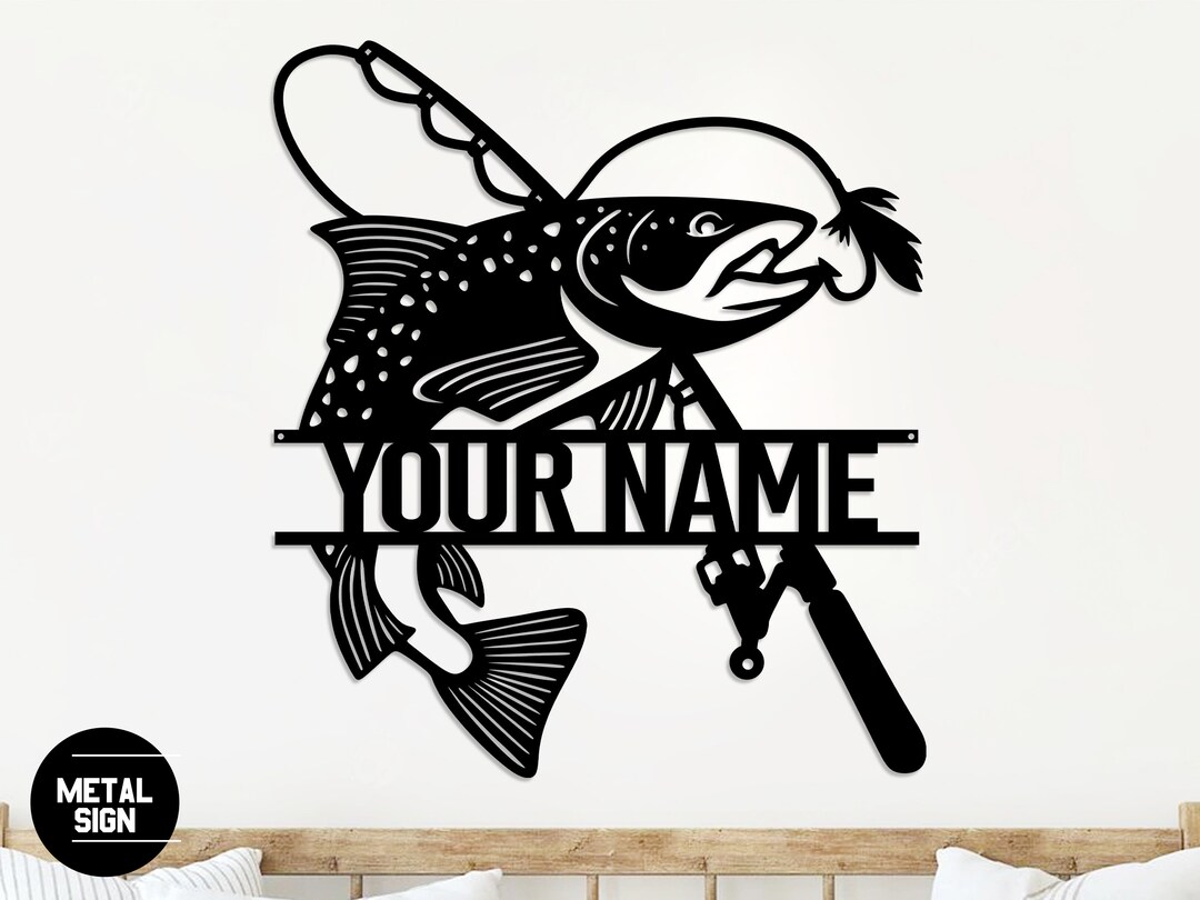 Custom Fishing Sign, Fishing Metal Sign, Fishing Gift, Bass Fishing ...