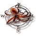 Hand Painted Octopus Compass Rose Metal Wall Art - Etsy