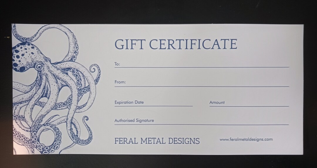 Gift Certificate: Feral Metal Designs - Etsy