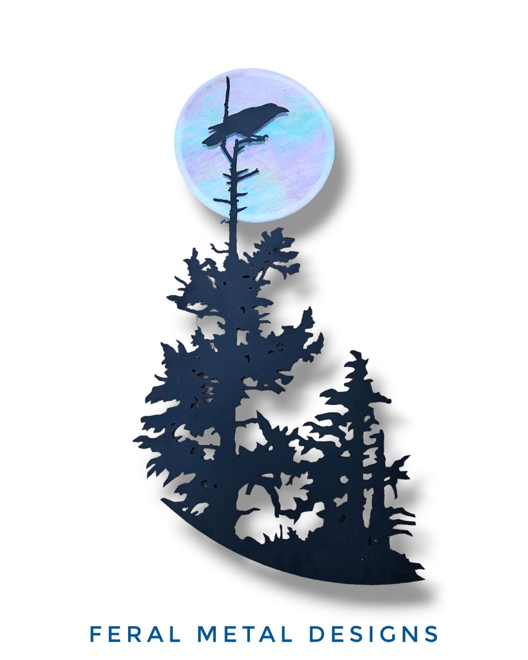 The Sturgeon Moon Metal Raven on the Snag Tree Wall Hanging - Etsy