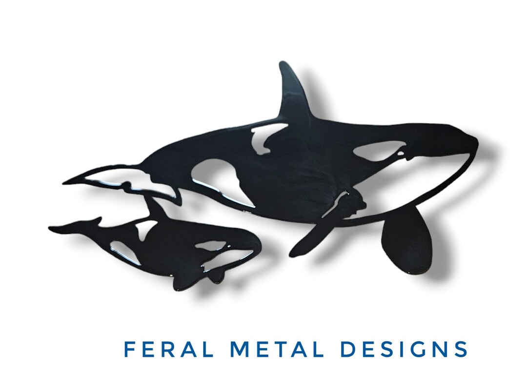 Hand Painted Orca and Calf Metal Wall Art - Etsy