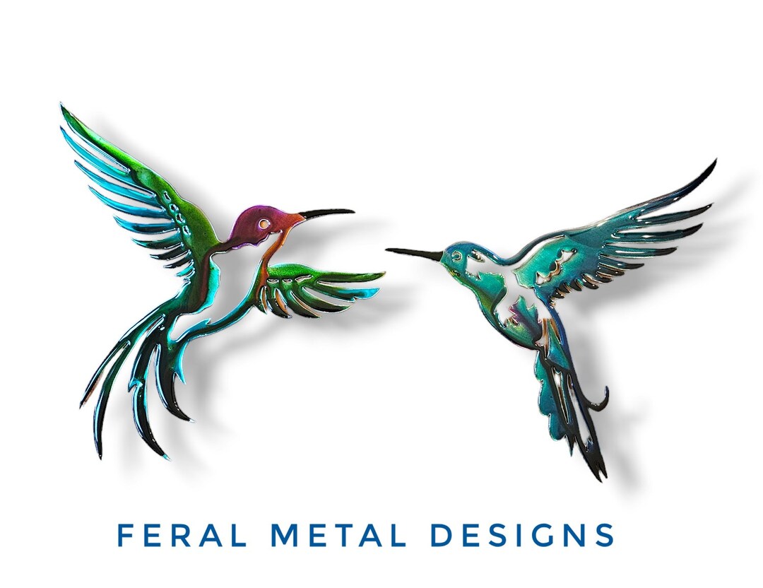 Pair of Jewel Toned Metal Hummingbirds Hand Painted Wall Hanging - Etsy