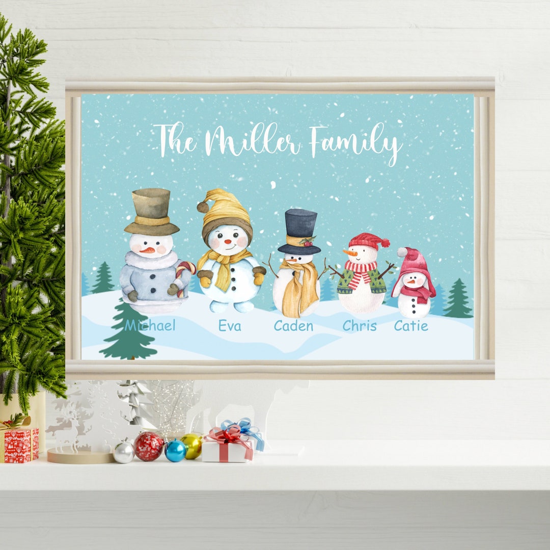 Snowman Family Portrait | Custom Family Print | Snowman Family Portrait ...