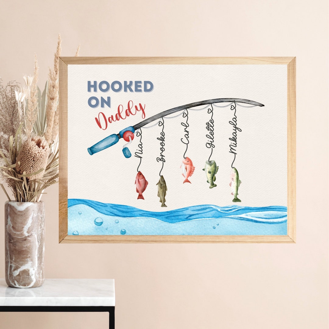 Hooked on Daddy Grandpa Papa Pop | Fathers Day Gift | Grandpa Gift ...