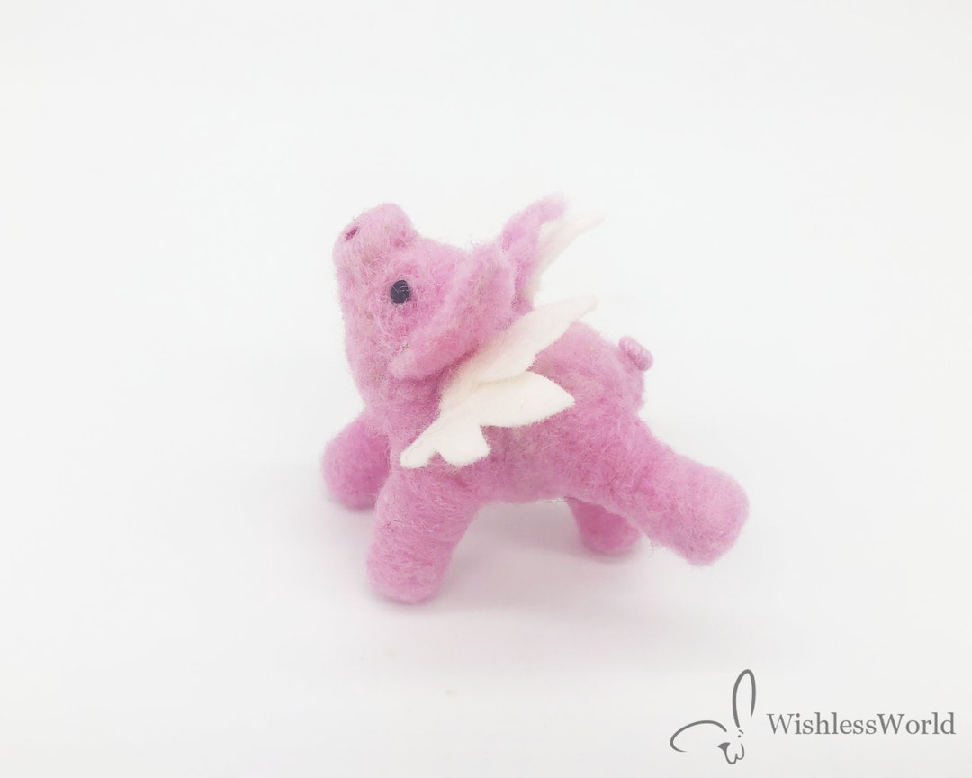 Flying Pig - Felted Fiber Art Animal - Etsy