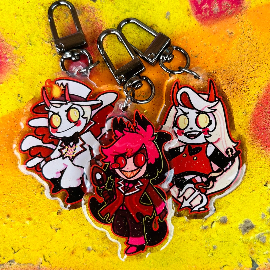 2 Inch Glitter Hazbin Hotel Keychain - Etsy