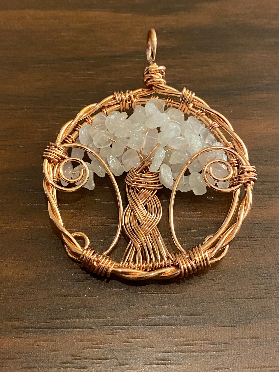 Rose Quartz & Copper Tree of Life Necklace - Etsy