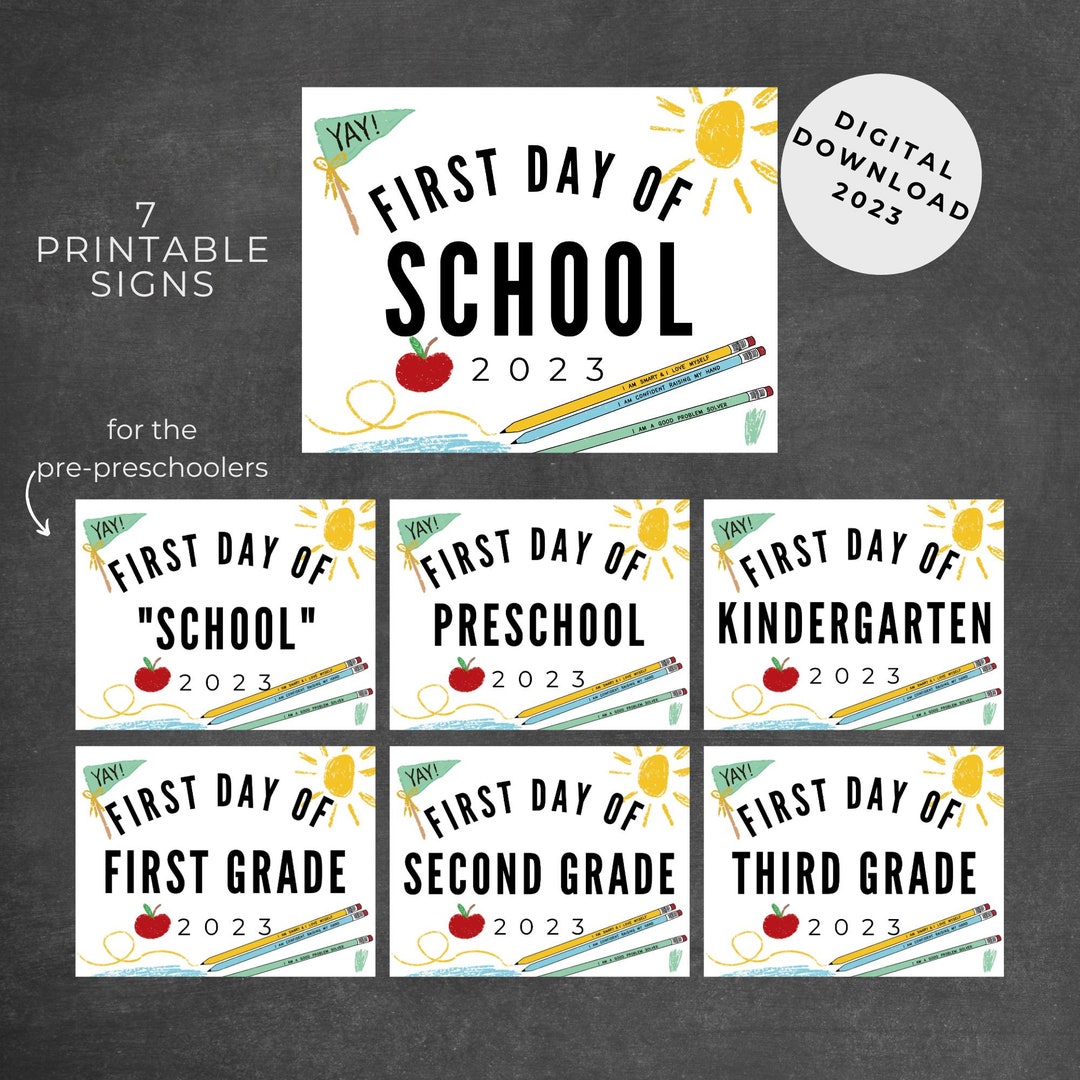 First Day of School Sign 2023 PRINTABLE Digital File Back to School ...