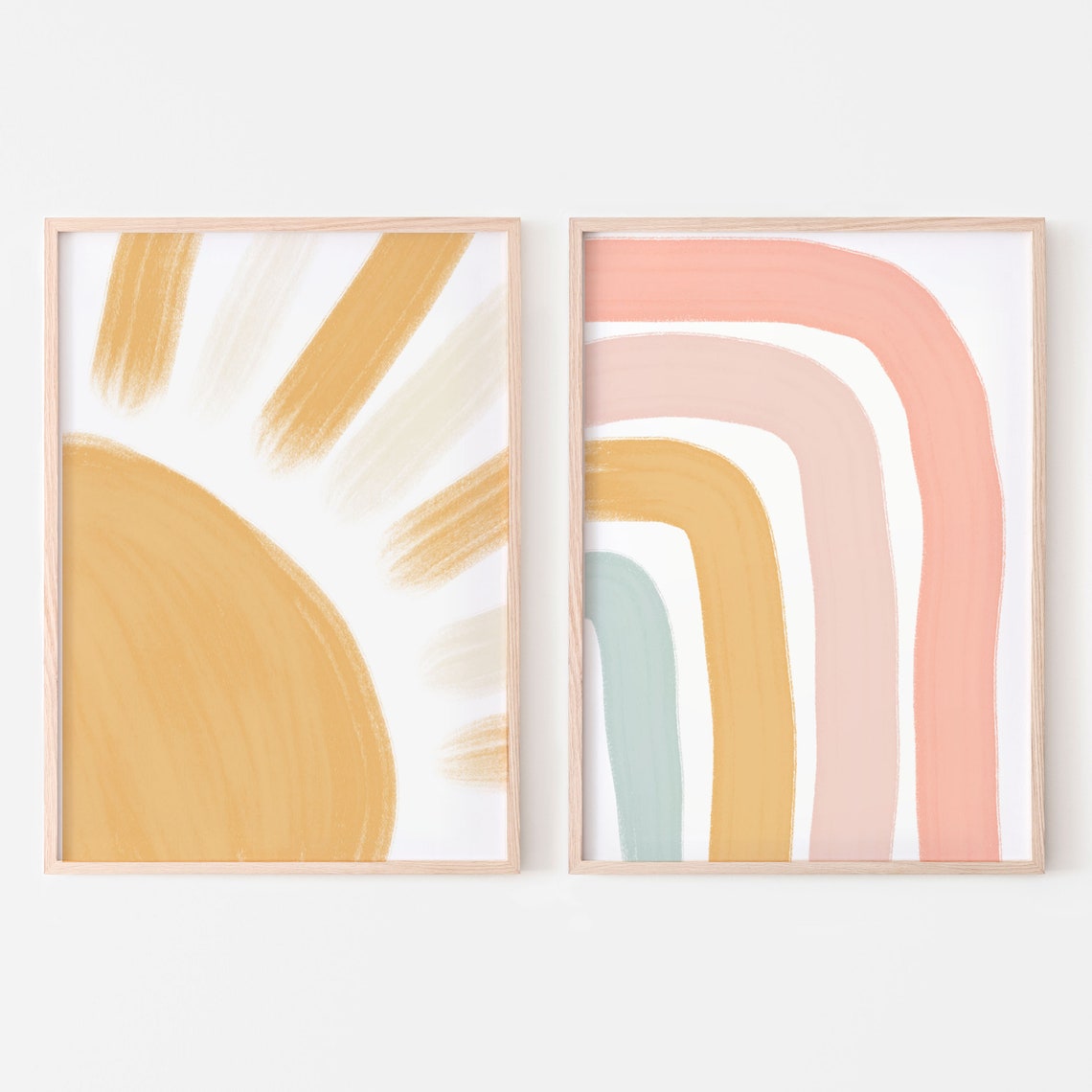 Abstract Sunshine and Rainbows Art Prints set of 2 Baby - Etsy