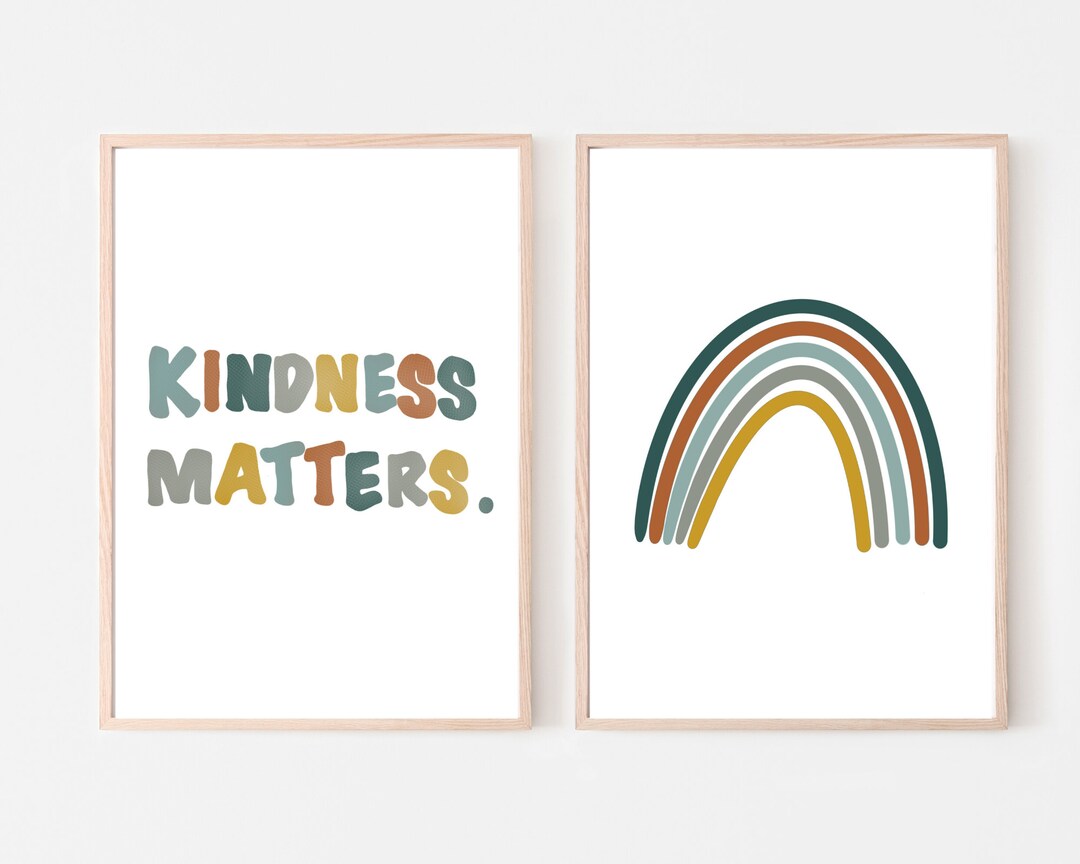 Neutral Boho Boys Kindness Matters Poster | Nursery, Kids Bedroom ...