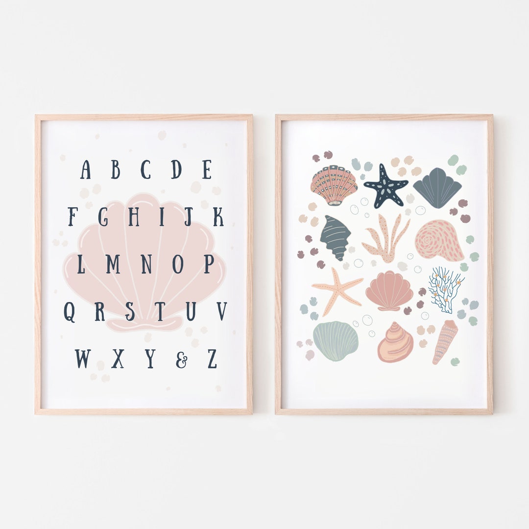 Seashell Alphabet |art Prints Set of 2 | Under the Sea Theme Baby ...