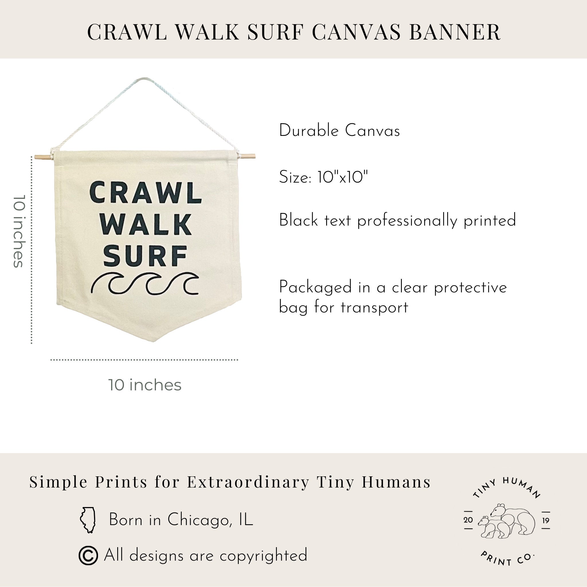 Crawl Walk Surf Canvas Banner - Etsy