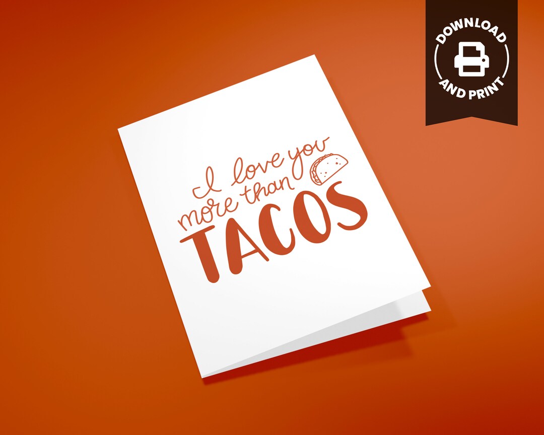 Romantic Valentines Day Card I Love You More Than Tacos - Etsy