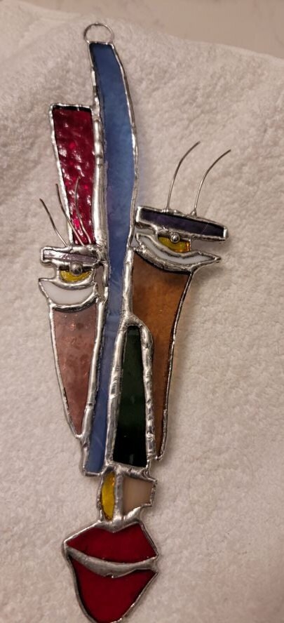 Picasso-esque Artistic Stained Glass Suncatcher, Great to Give as a ...