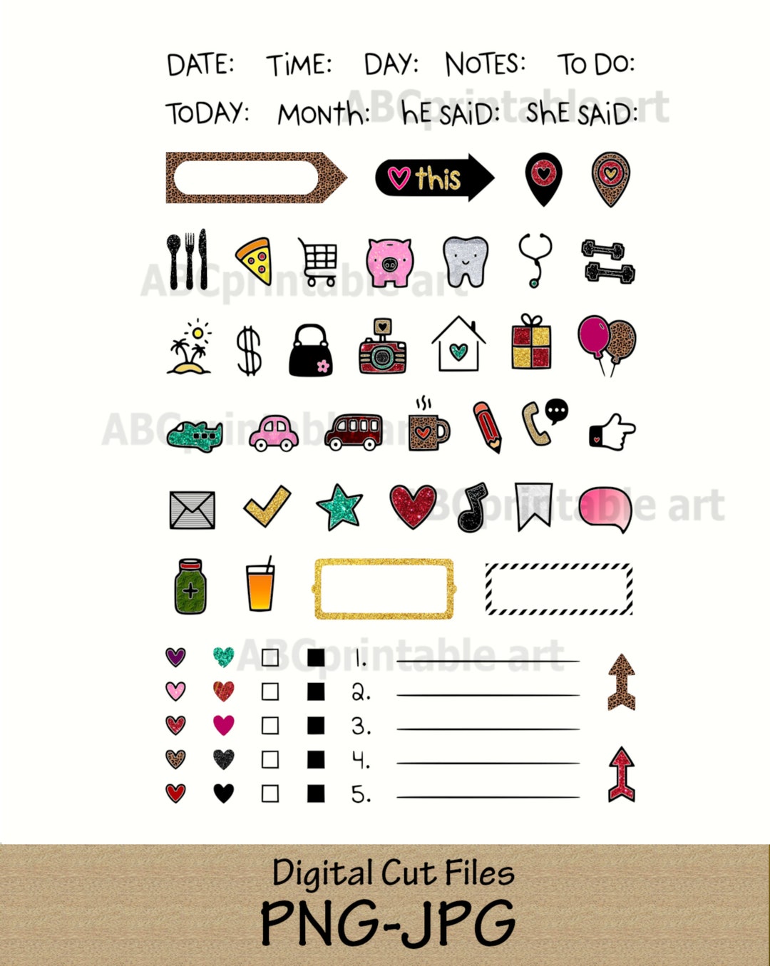 Journal Stickers Png Files-planner Png-schedule Png-calendar Stickers ...