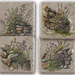 Personalized Set of 4 Square Full Color Tuscany Stone Coasters, Printed ...