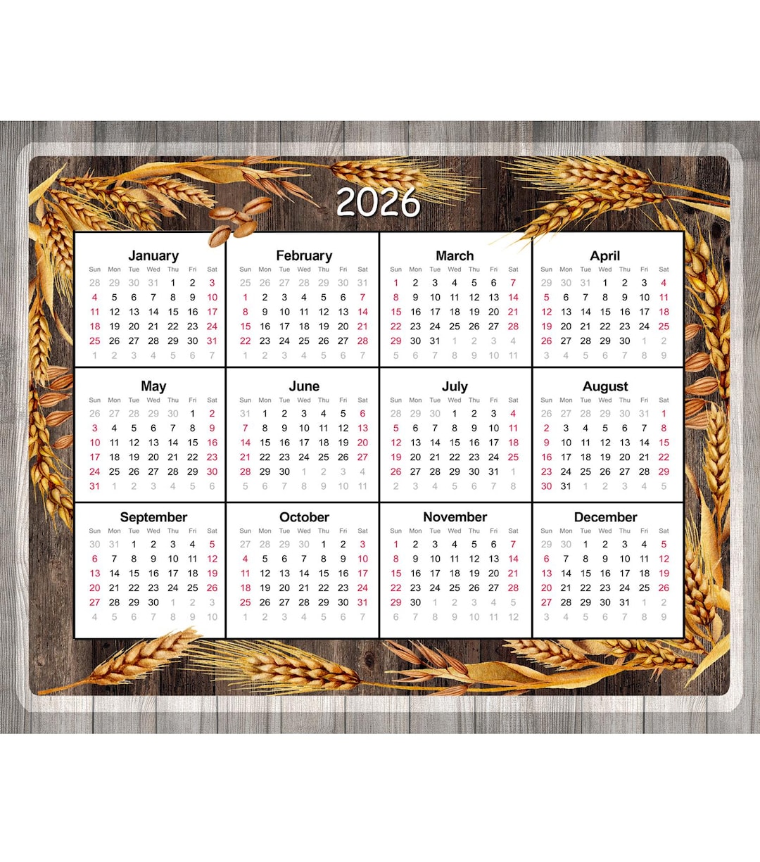 Personalized Laminated Calendar. With Sticky Back or a Magnet to Put ...