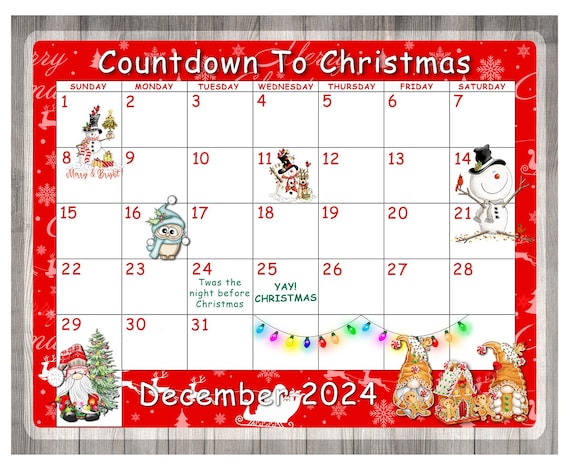 Printable Christmas Calendar December 2024