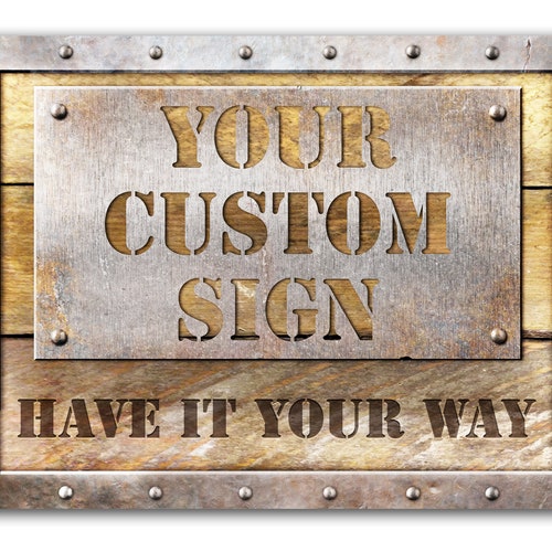 Custom Metal Sign Brass and Wood Design With Your Text - Etsy