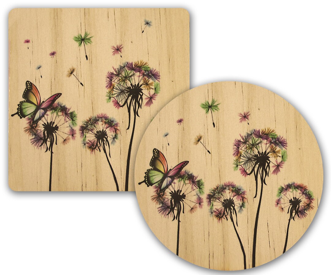 Personalized 4 Round or Square Full Color Wood Coasters, Printed With ...