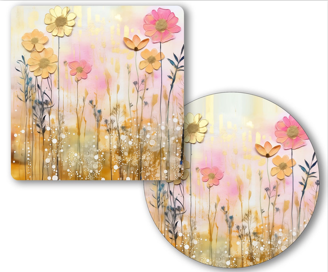 Personalized, 4 Round or Square Coasters. Choice of Brushed Fabric ...