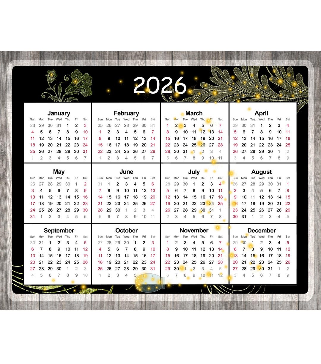 Personalized Laminated Calendar. With Sticky Back or a Magnet to Put ...