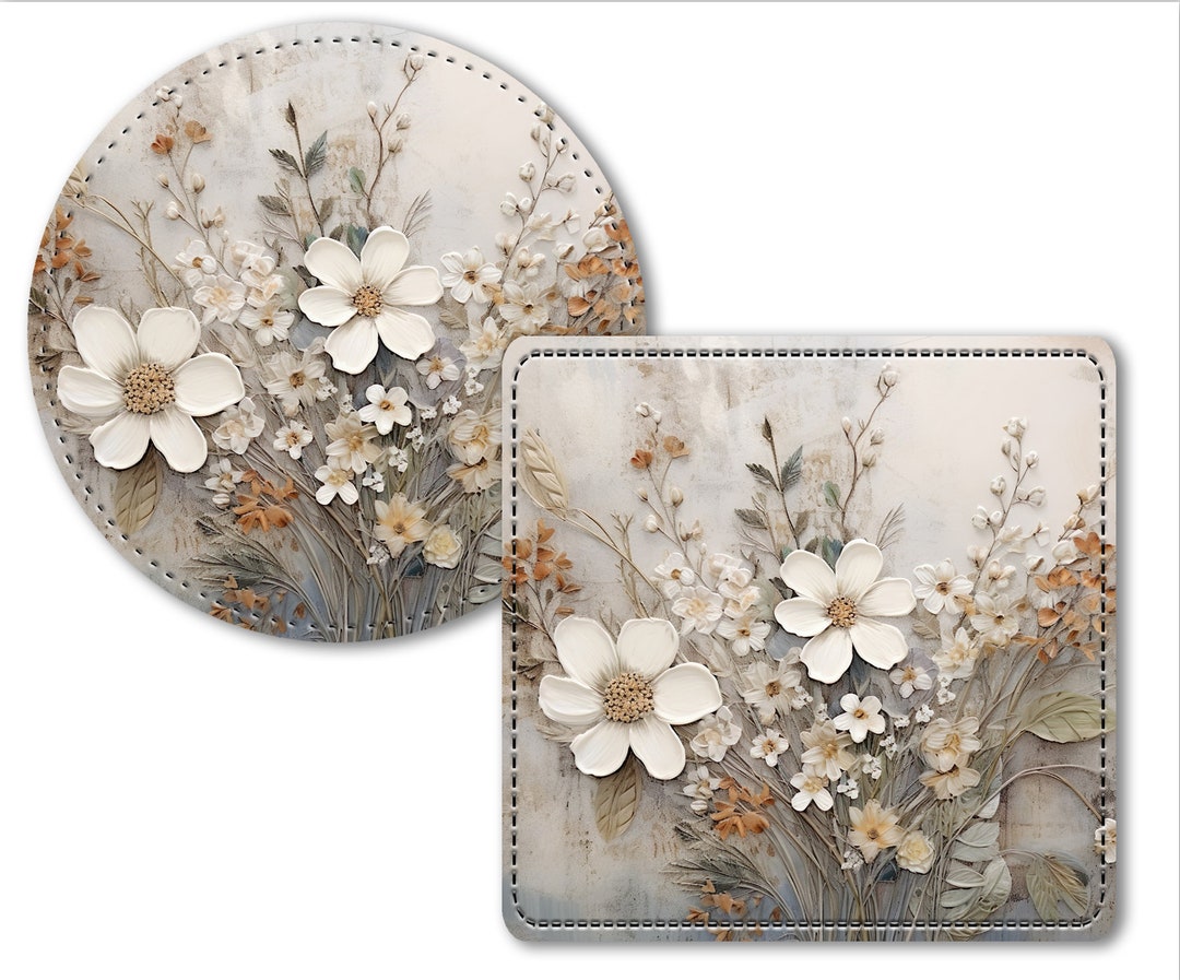 Personalized Faux PU Leather, 4 Round or Square Coasters Rigid,smooth ...