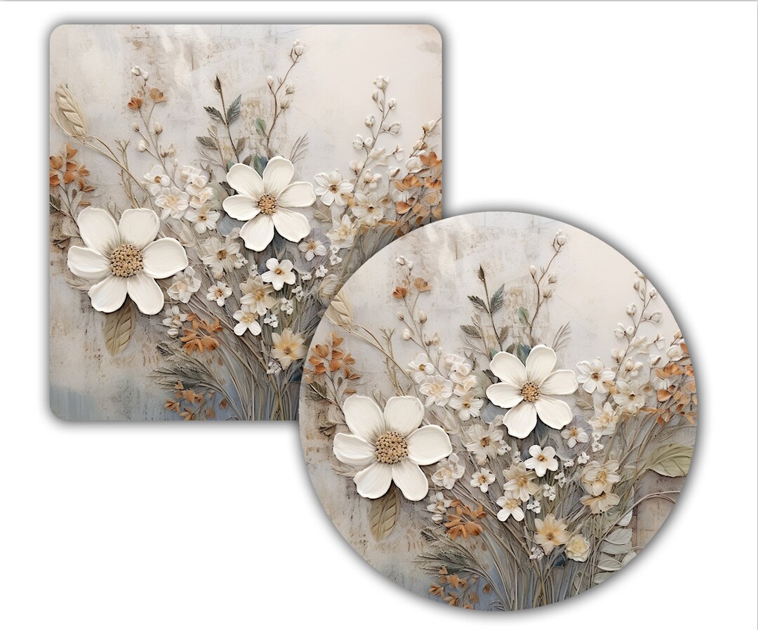 Personalized, 4 Round or Square Coasters. Choice of Brushed Fabric ...