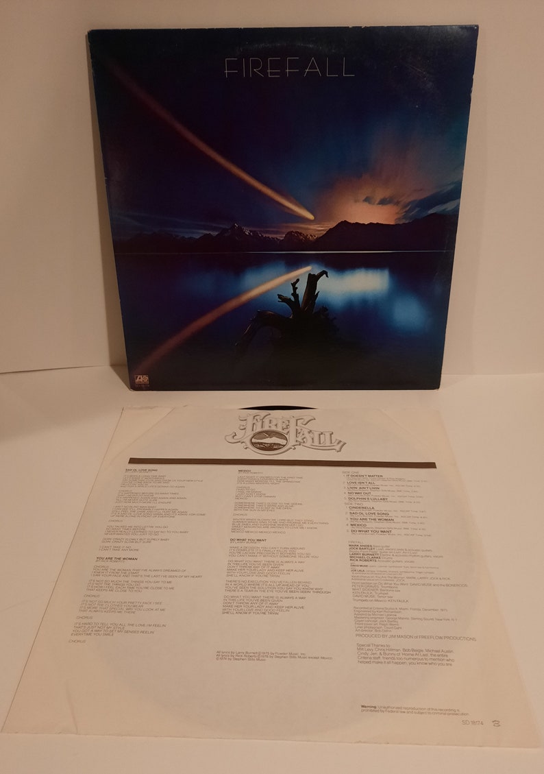 Firefall Vinyl Lp 1976 Monarch Press VG Atlantic Records 70s Rock - Etsy