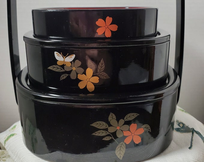 Vintage Japanese Stackable Bento Boxes by Hanae Mori Chiki Chic - Etsy