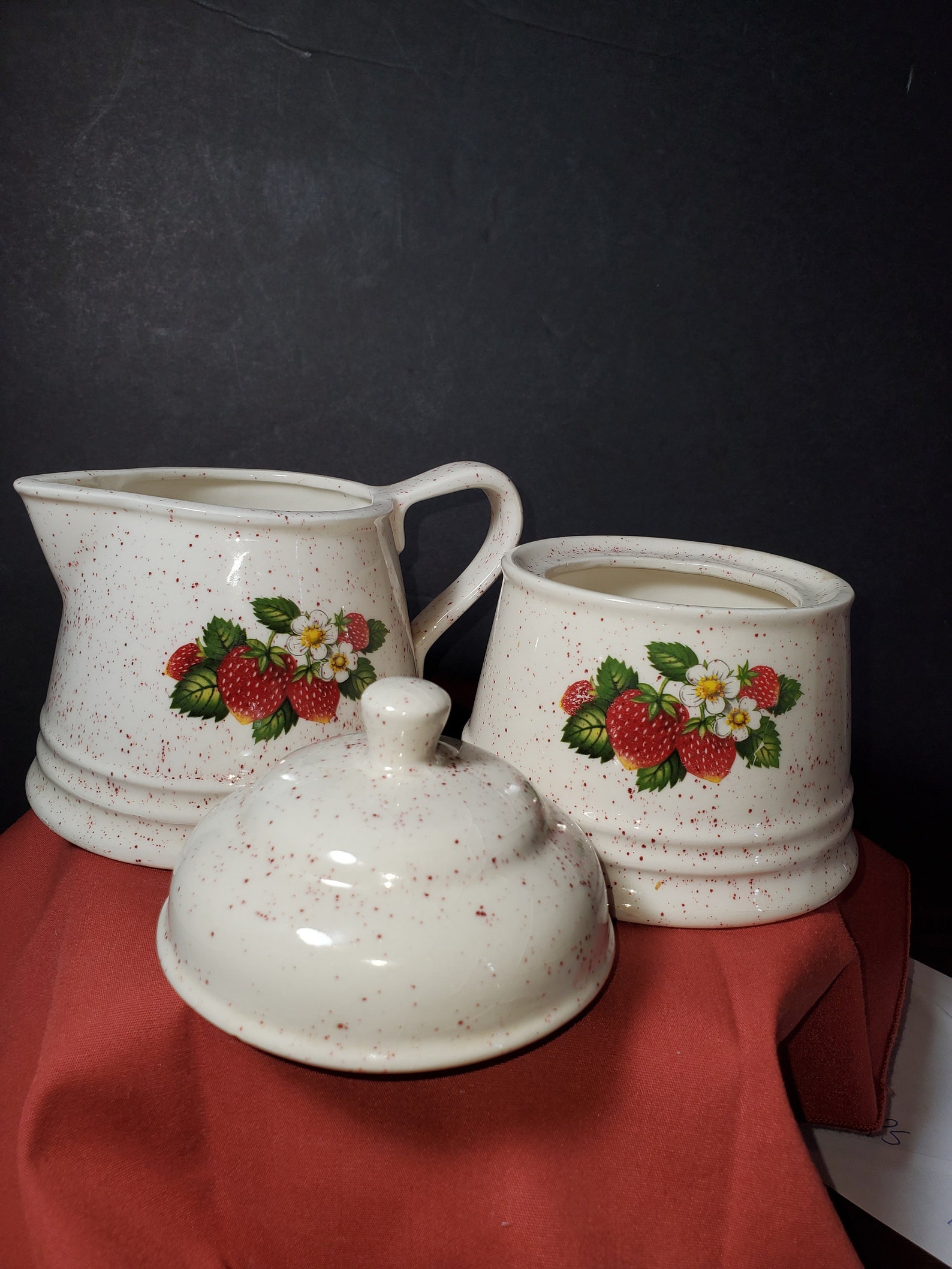 Bisque Ware Brown Flecked Strawberry Creamer and Sugar Set - Etsy