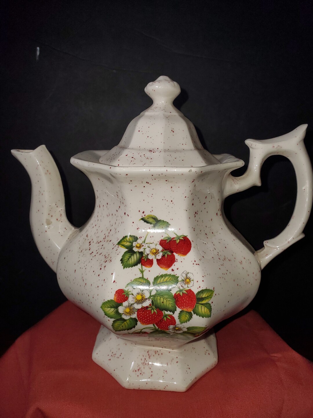 Vintage Bisque Ware Set Strawberry Brown Flecked Tea Pot - Etsy