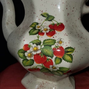 Vintage Bisque Ware Set Strawberry Brown Flecked Tea Pot - Etsy