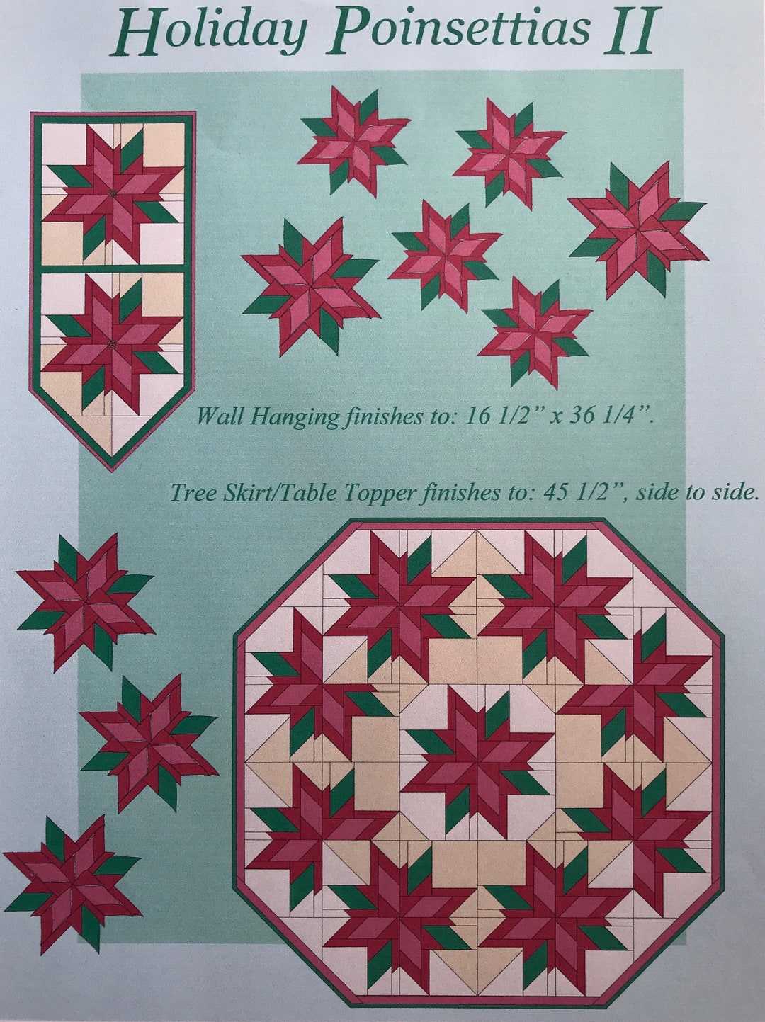 Holiday Poinsettias II. an Instant Download PDF Pieced Quilt Pattern ...
