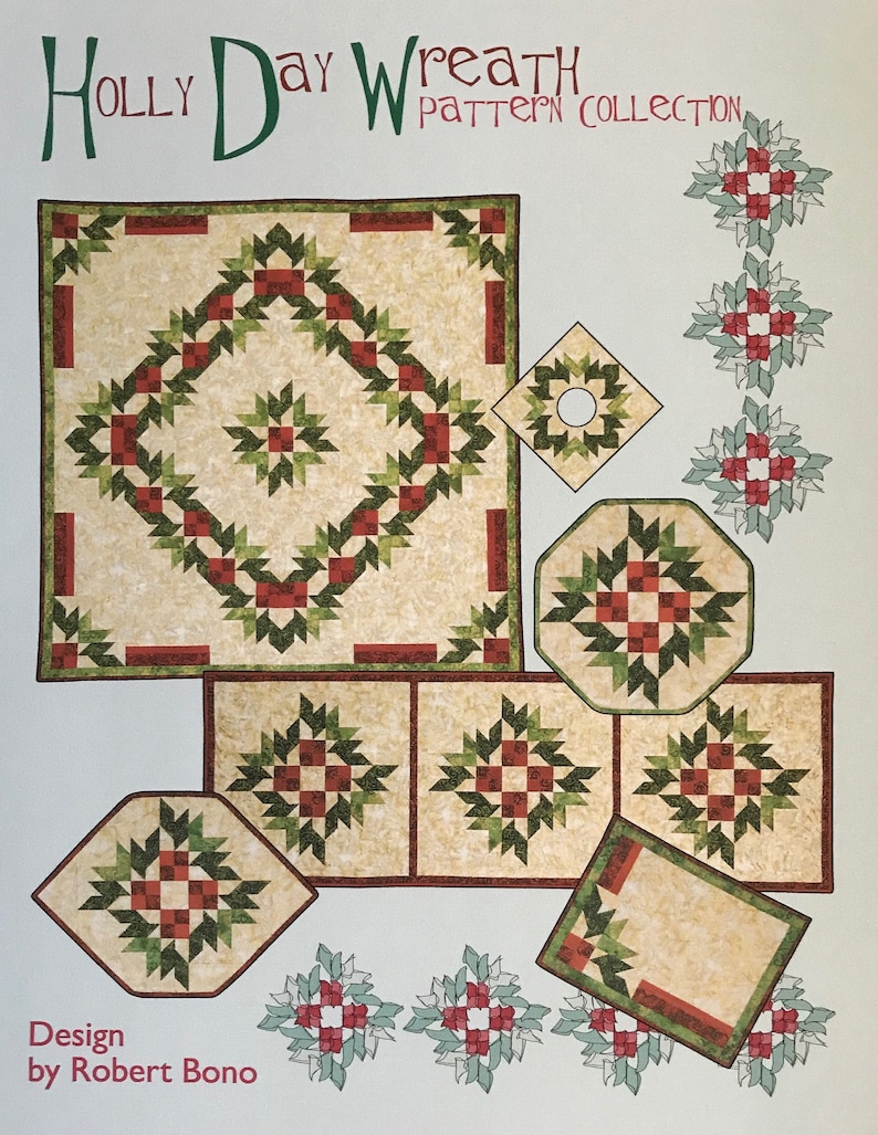 Holly Day Wreath Instant PDF Download Pieced Quilt Pattern. - Etsy