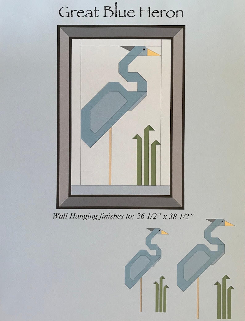 Great Blue Heron, an Instant Downloadable, Pieced, Quilt Pattern. - Etsy